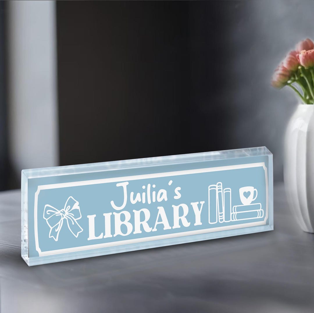 Personalized Library Decor, Acrylic Bookshelf Sign, Library Book Nook ...