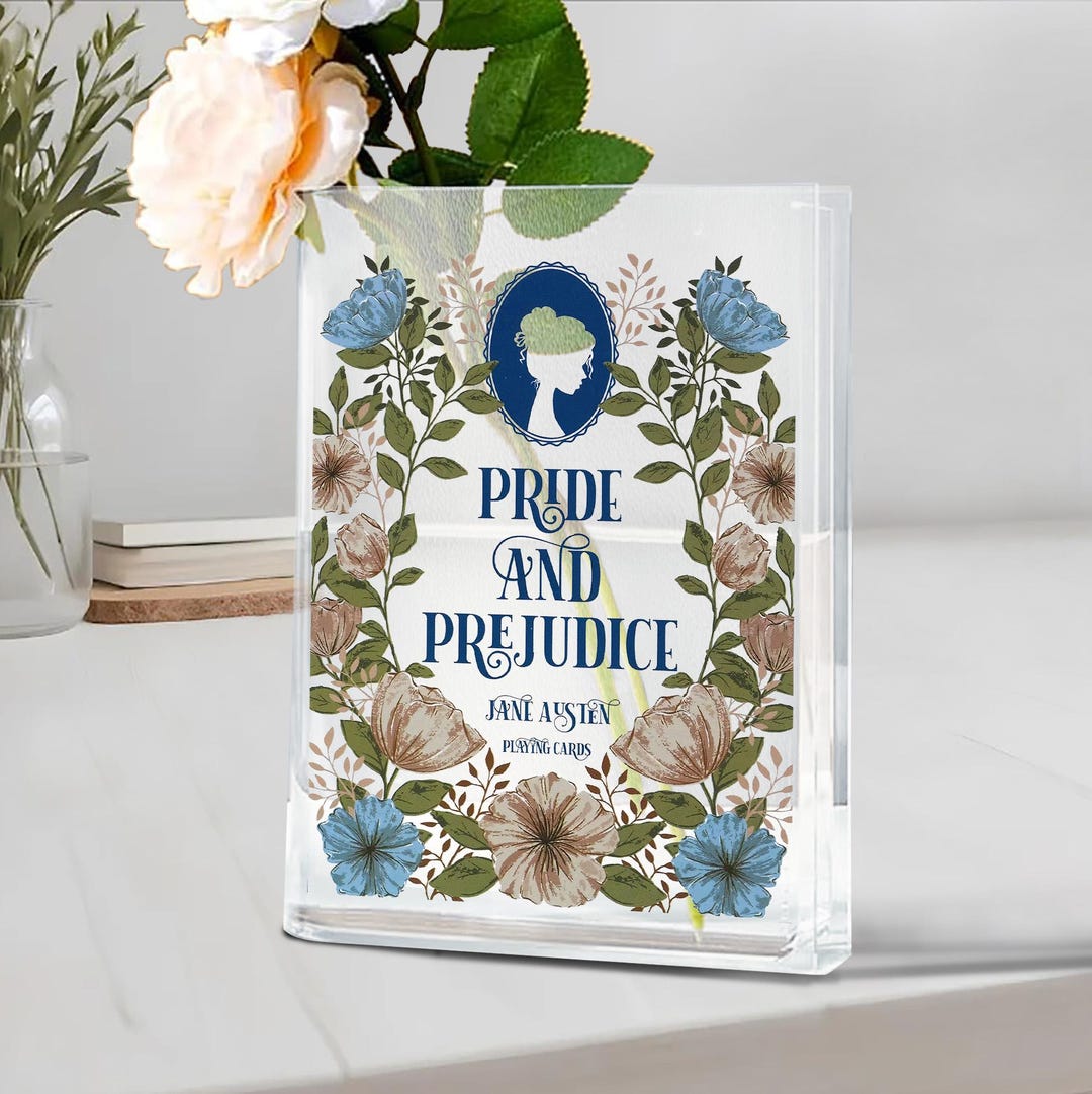 Pride and Prejudice Acrylic Book Vase, Decorative Literary Vase for ...