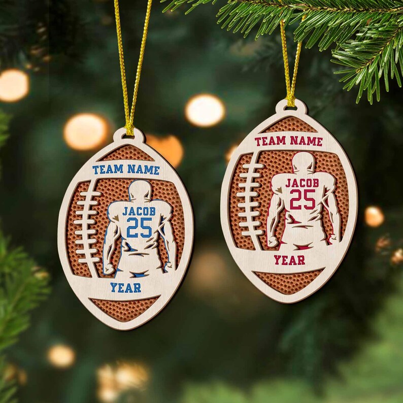 Personalized Football Player Christmas Ornament, Custom Football ...