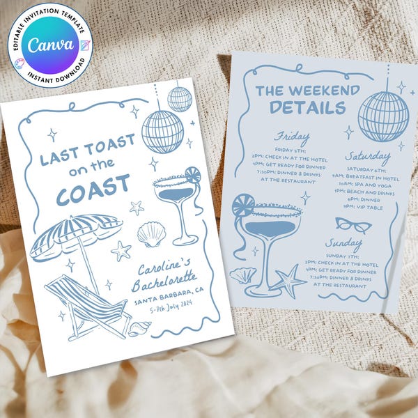 Bachelorette Last Toast on the Coast Template - Etsy