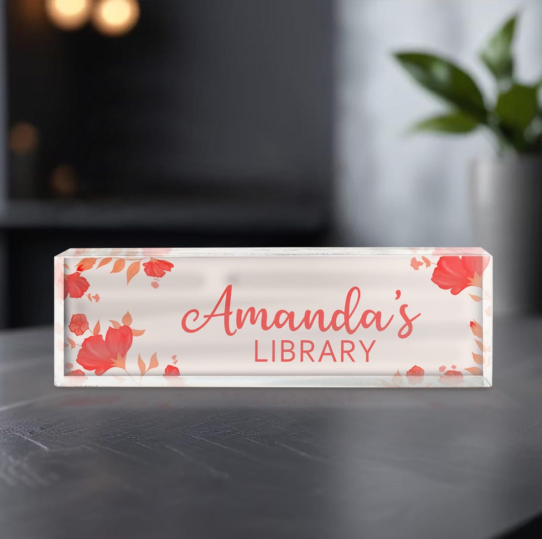 Personalized Library Sign, Book Nook Sign, Custom Books Acrylic Sign ...
