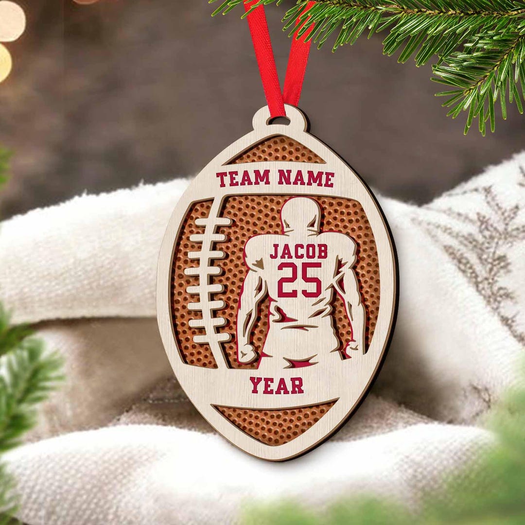 Personalized Football Player Wood Christmas Ornament, Custom Name ...
