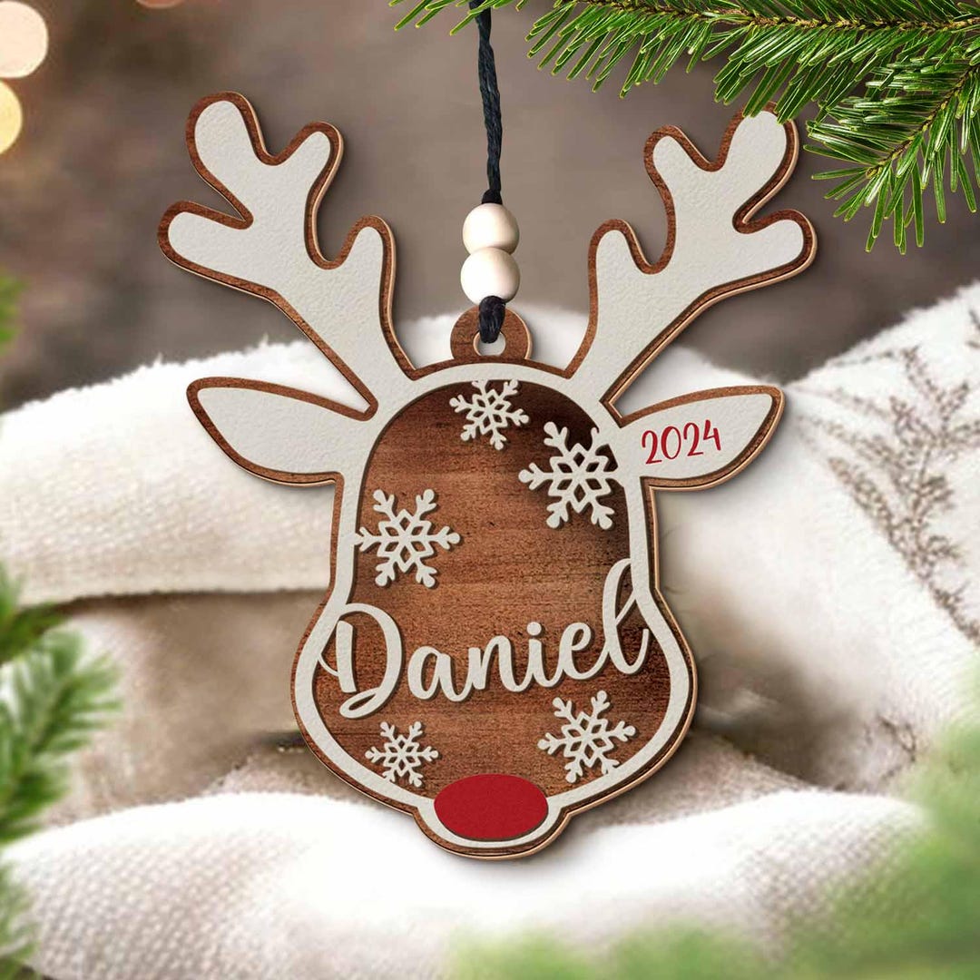 Personalized Reindeer Name Ornament, Christmas Deer 2024 Ornament ...