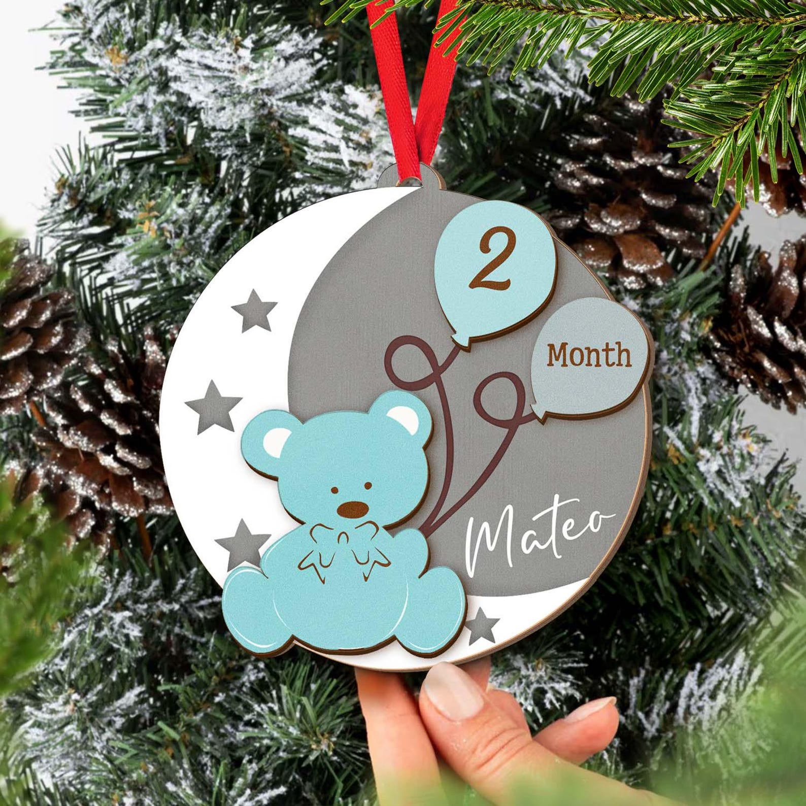 Teddy Bear First Christmas Ornament, Custom Christmas Ornament for Baby ...