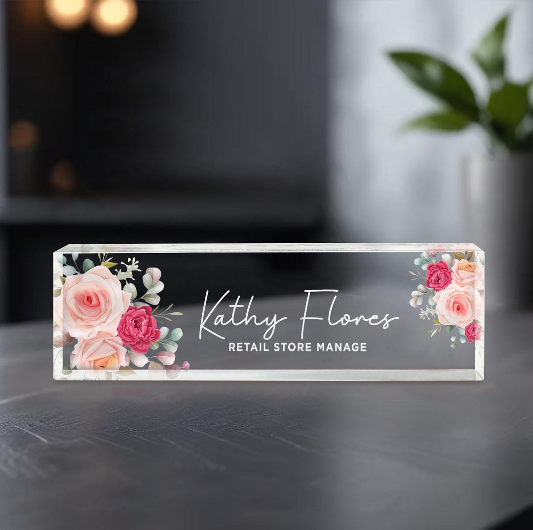 Name Desk Plate, Personalized Desk Plaque, Acrylic Name Plate for Desk ...