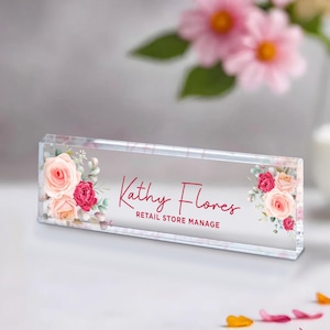 Floral Designs Office Desk Name Plate, Custom Acrylic Name Plate, New ...