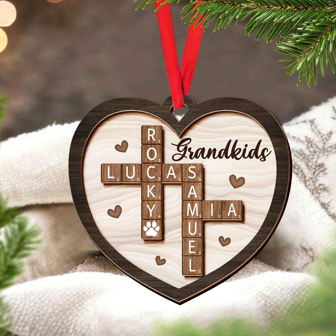 Scrabble Custom Grandchild Christmas Ornament, Grandkids Crossword ...
