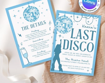 Last Disco Bachelorette Invitation Template and Itinerary, Disco Themed ...