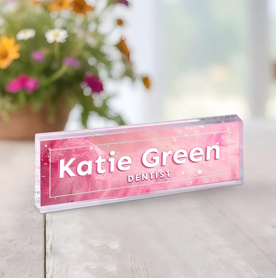 Desk Name Plate, Acrylic Desk Name Plate for Women, Custom Desk Plaque ...