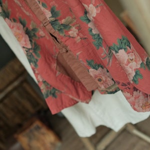 Retro Floral Topred Cotton Floral Jacketbohemian Style Top/jacket - Etsy