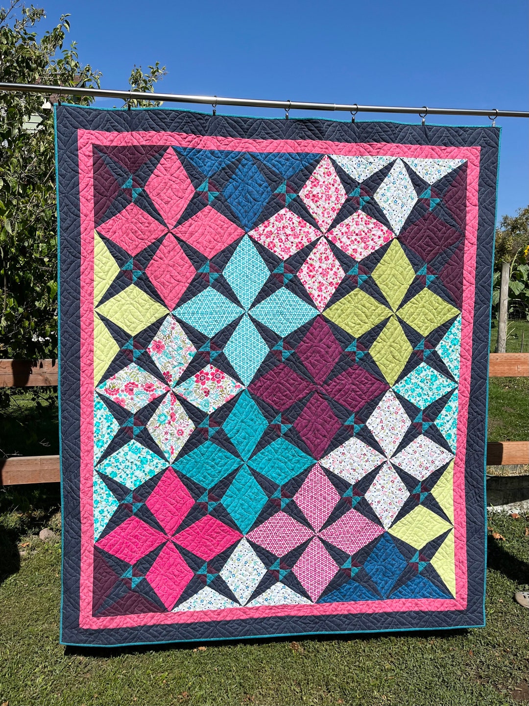 Kaleidoscope Pinwheel Quilt Pattern - Modern Pinwheel Quilt Pattern - Etsy