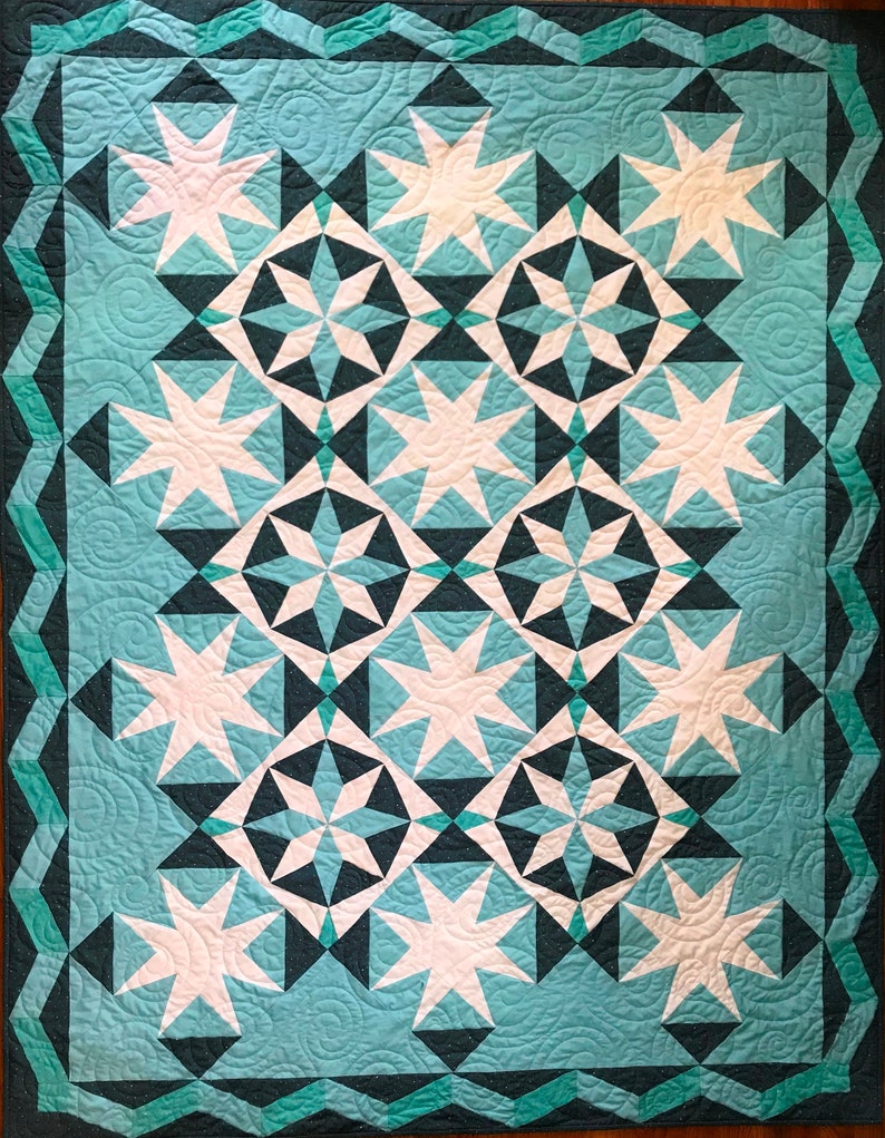 Snowflake Quilt Pattern PDF Let It Snow Winter Quilt Pattern Blue and ...