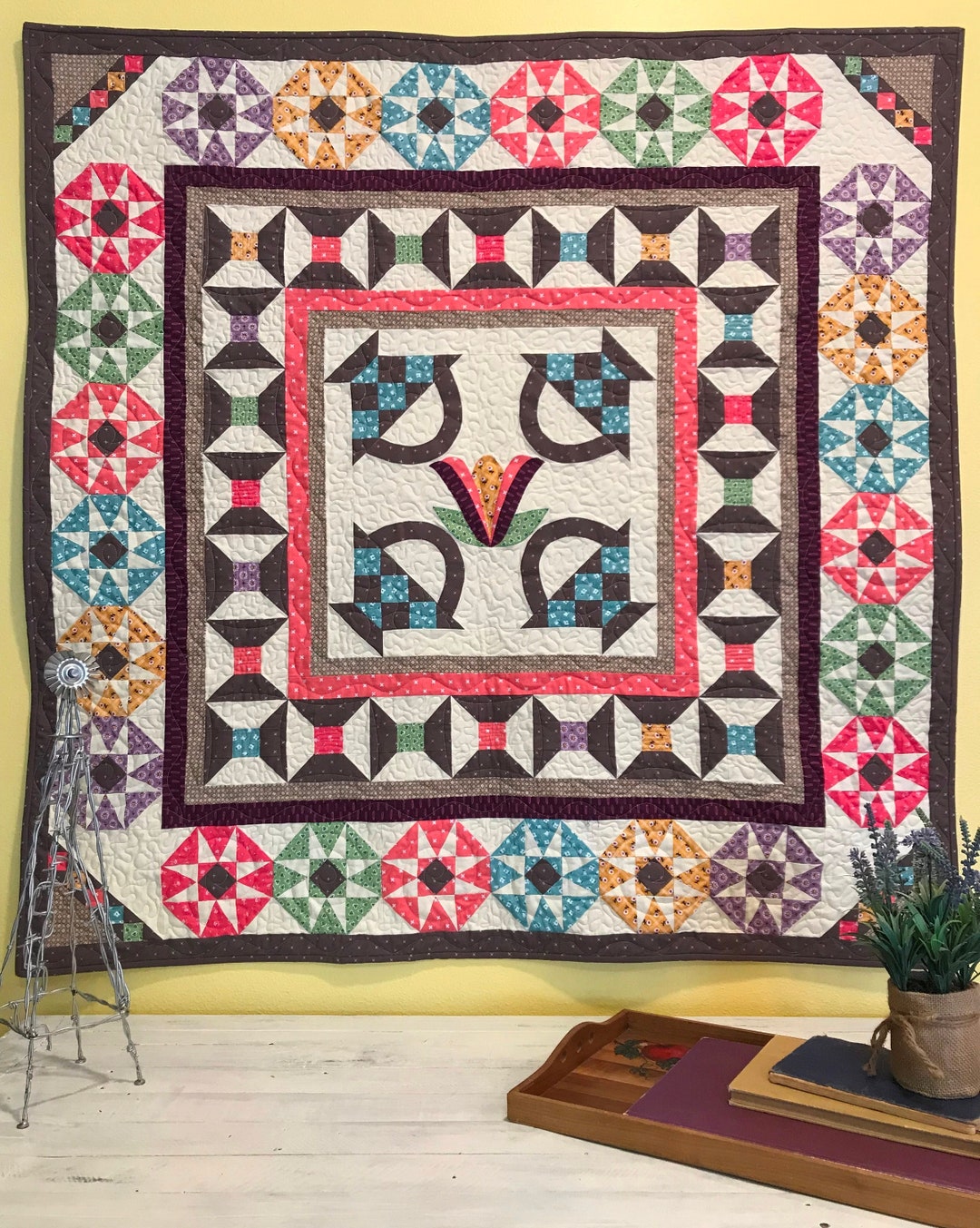 Basket Quilt Pattern PDF - Grandma's Sewing Basket - Spool Quilt ...