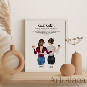 Customize Portrait Best Friend • Personalized Girl Friends Portrait ...