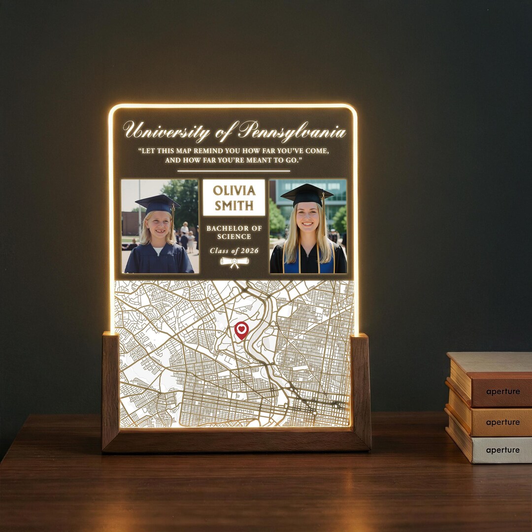 Personalized University Graduation Map Plaque With Name & Degree ...