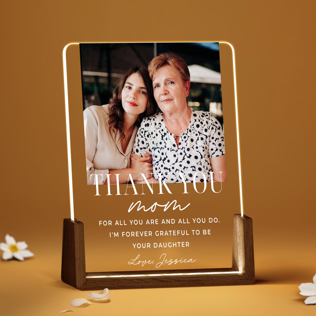 Custom Thank You Mom Night Light Gift for Mom, Personalized Cute LED ...