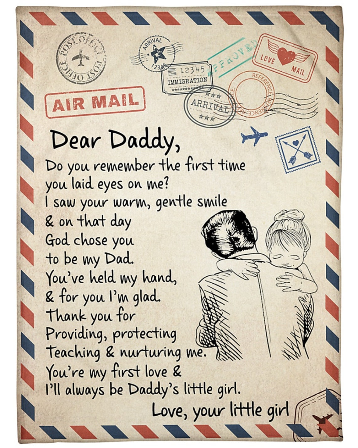 Personalized Air Mail Letter to Daddy From A Little Girl | Etsy