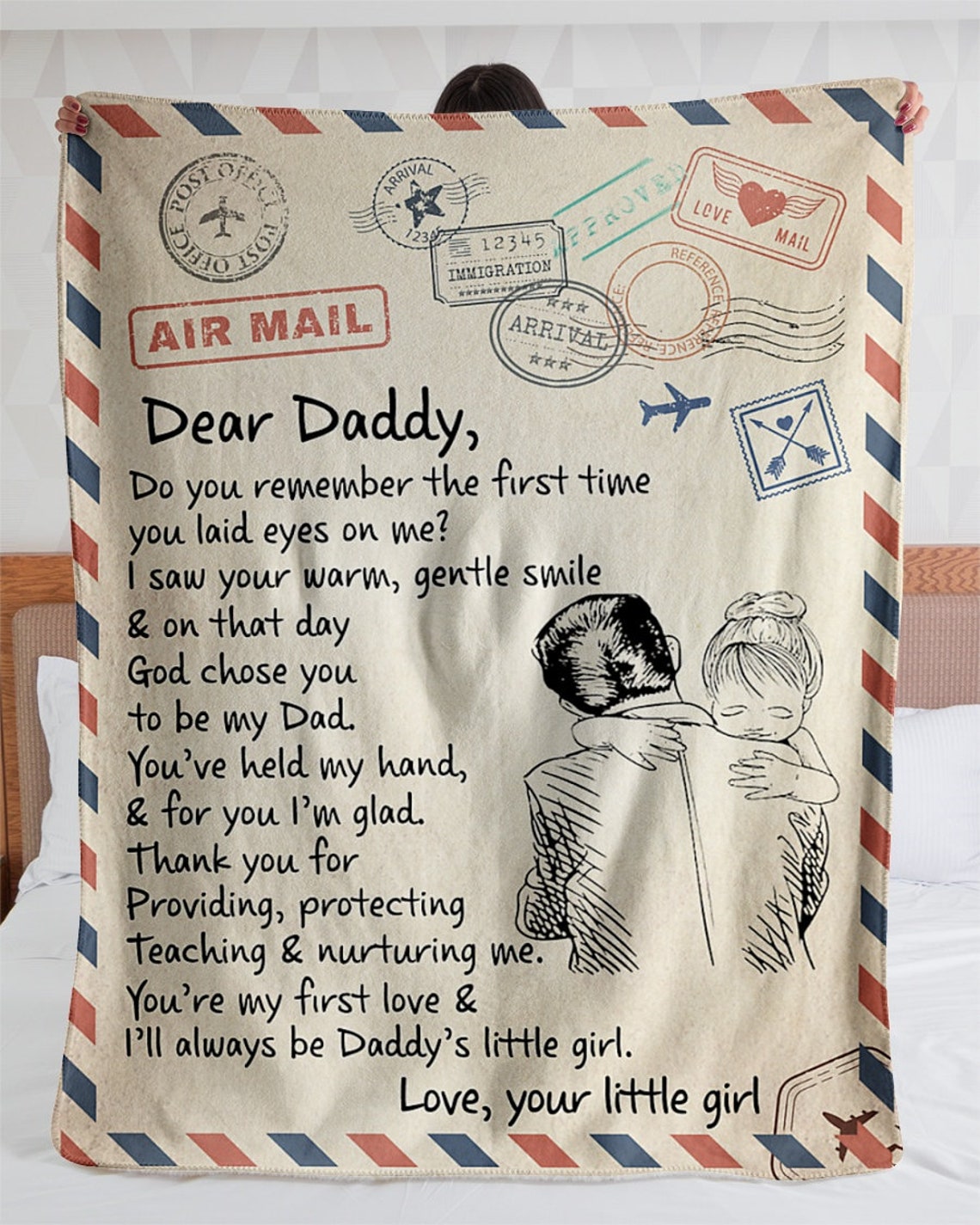 Personalized Air Mail Letter to Daddy From A Little Girl | Etsy