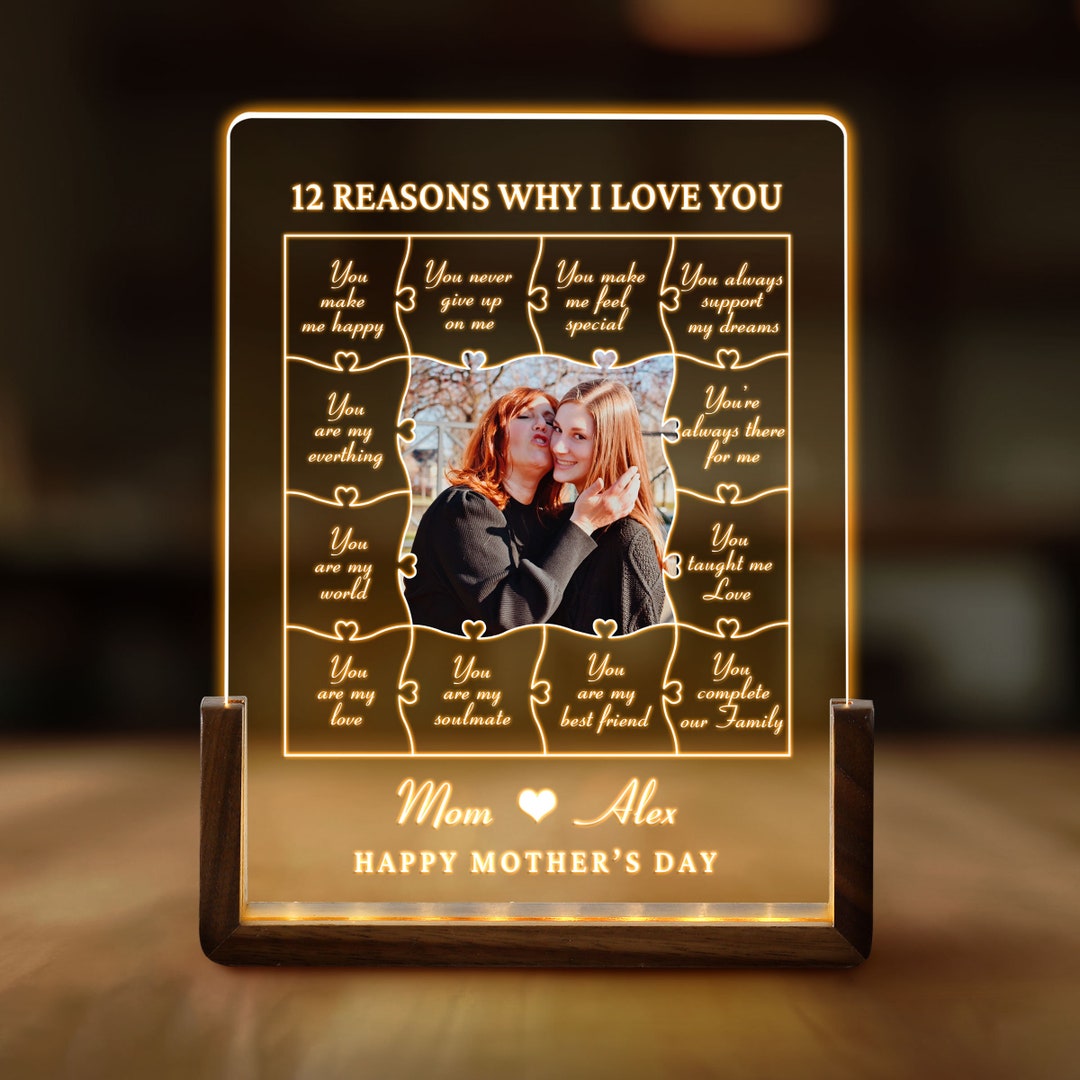 Personalized Acrylic LED Lamp With Photos for Mom Night Light Gift for ...