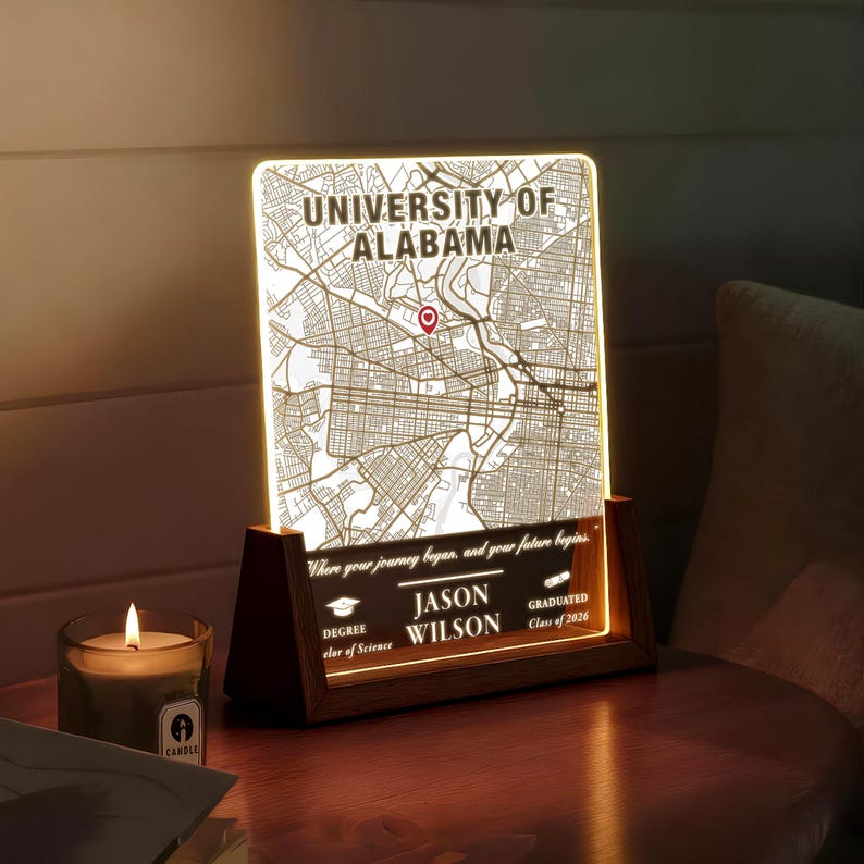 Personalized University Graduation Map Plaque With Name & Degree ...