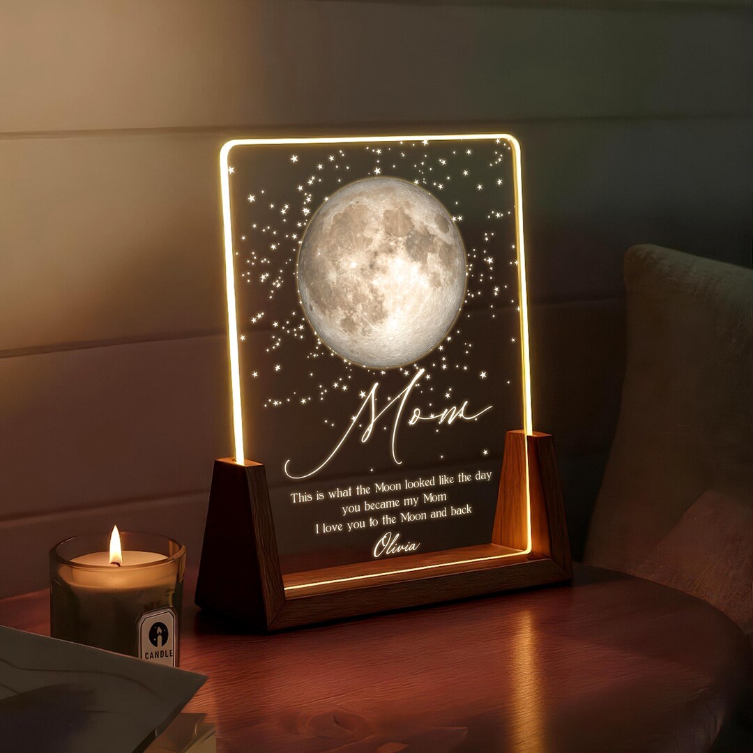 Custom Moon Phase Night Light, Moon Phase by Date, Gift for Mom From ...