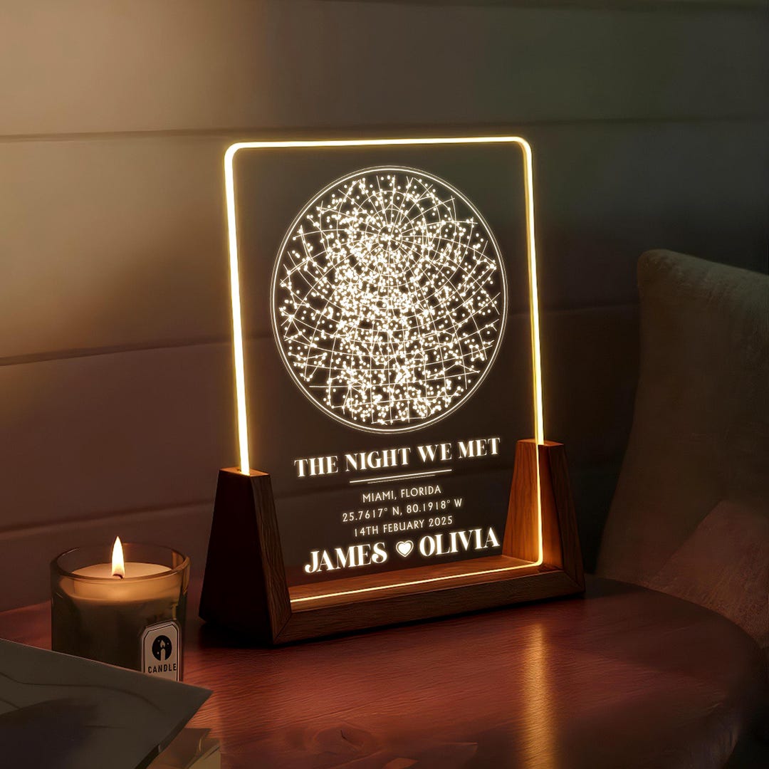 Valentine Star Map LED Lamp – Personalized the Night We Met Couple Gift ...