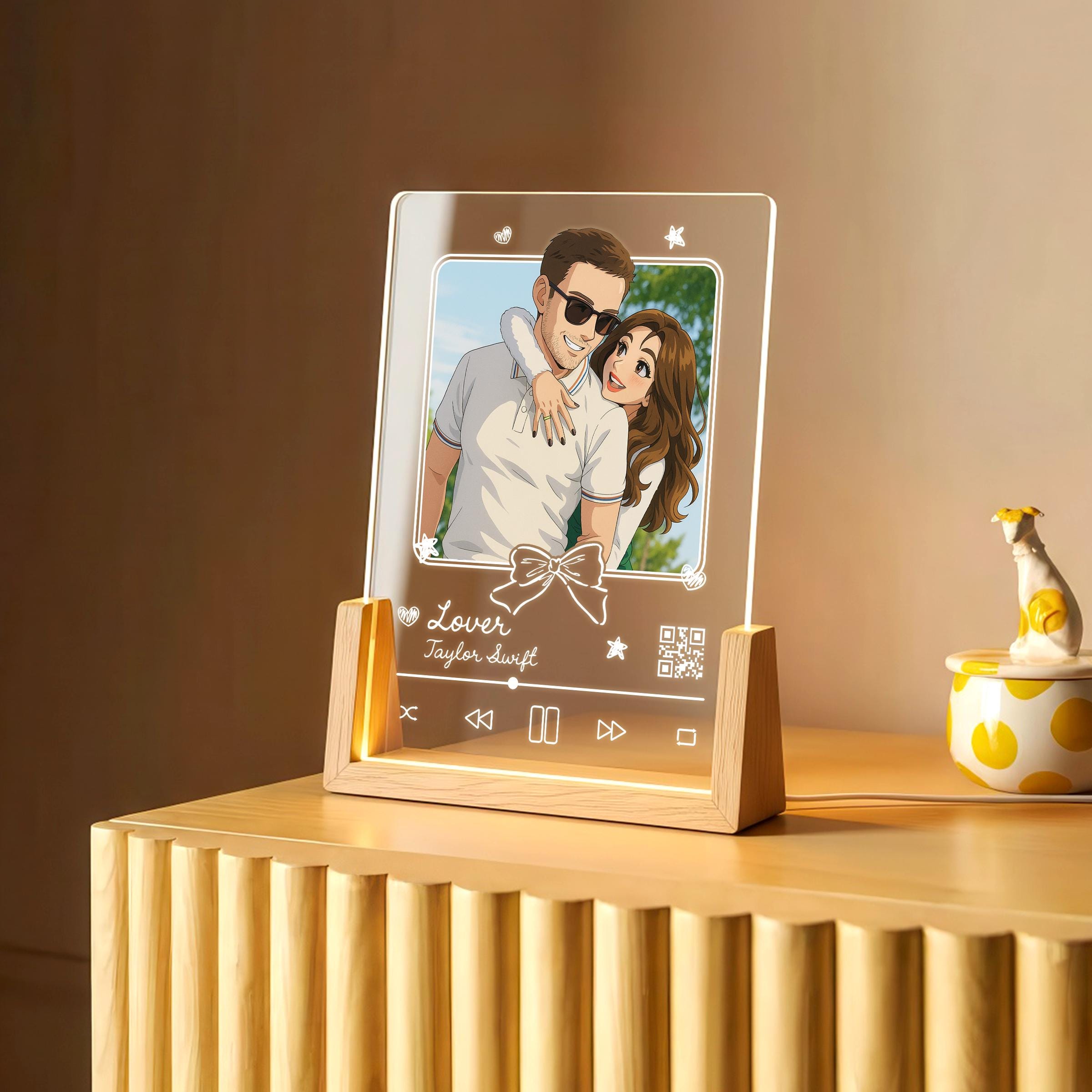 Personalized Photo Couple LED Lamp – Custom Photo & Song Acrylic Night ...