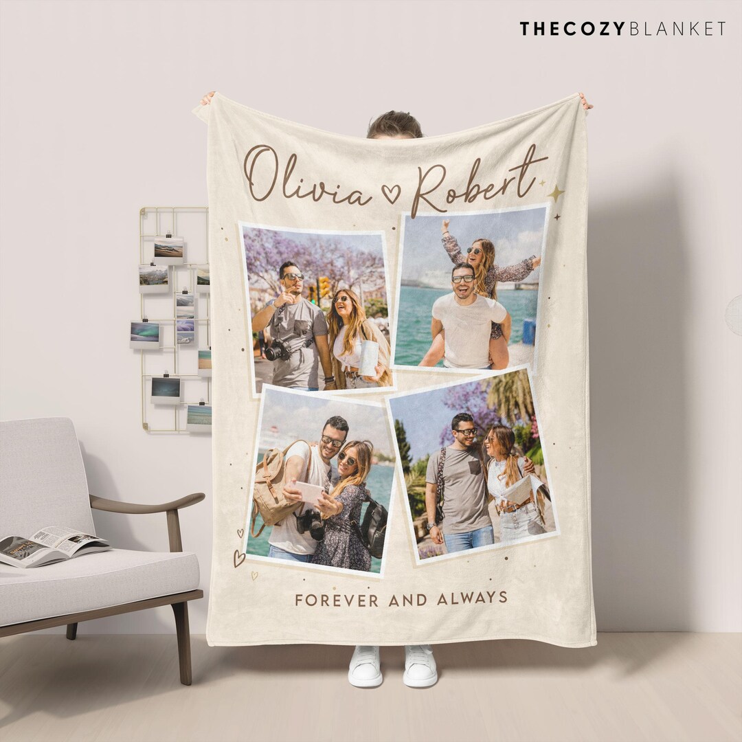 Personalized Couple Blanket With Photos • Cozy Gift for Boyfriend ...