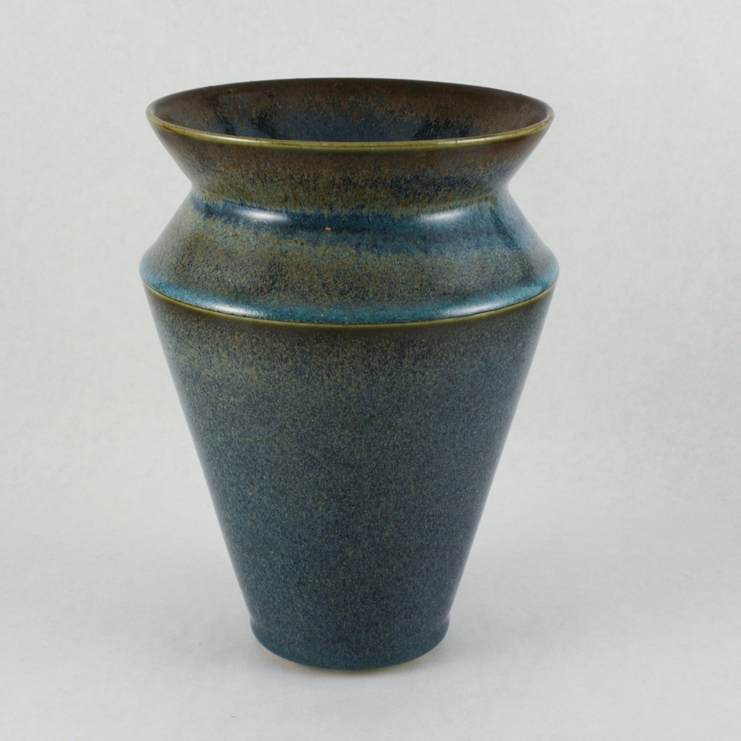 Vase Angular Large A Handmade Pottery Blue Green Glaze on - Etsy