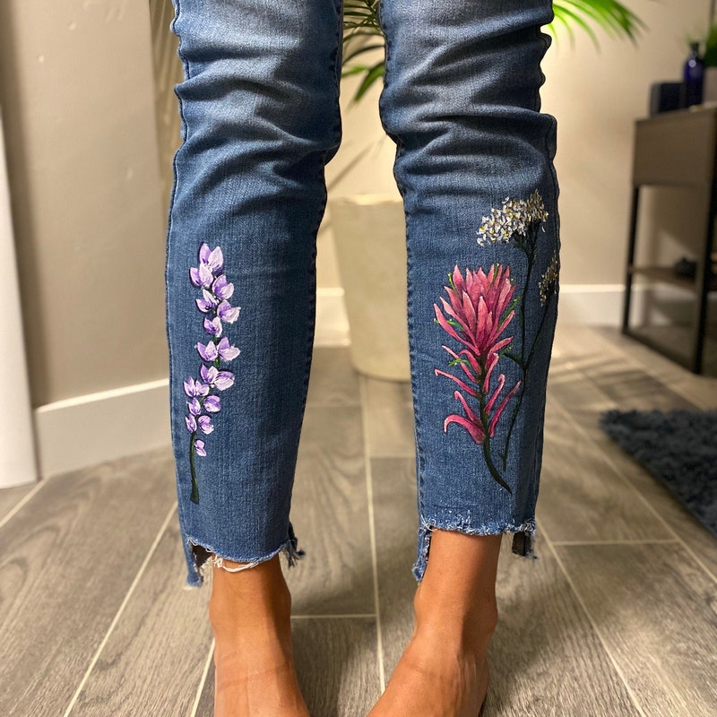 Hand Painted Jeans - Etsy