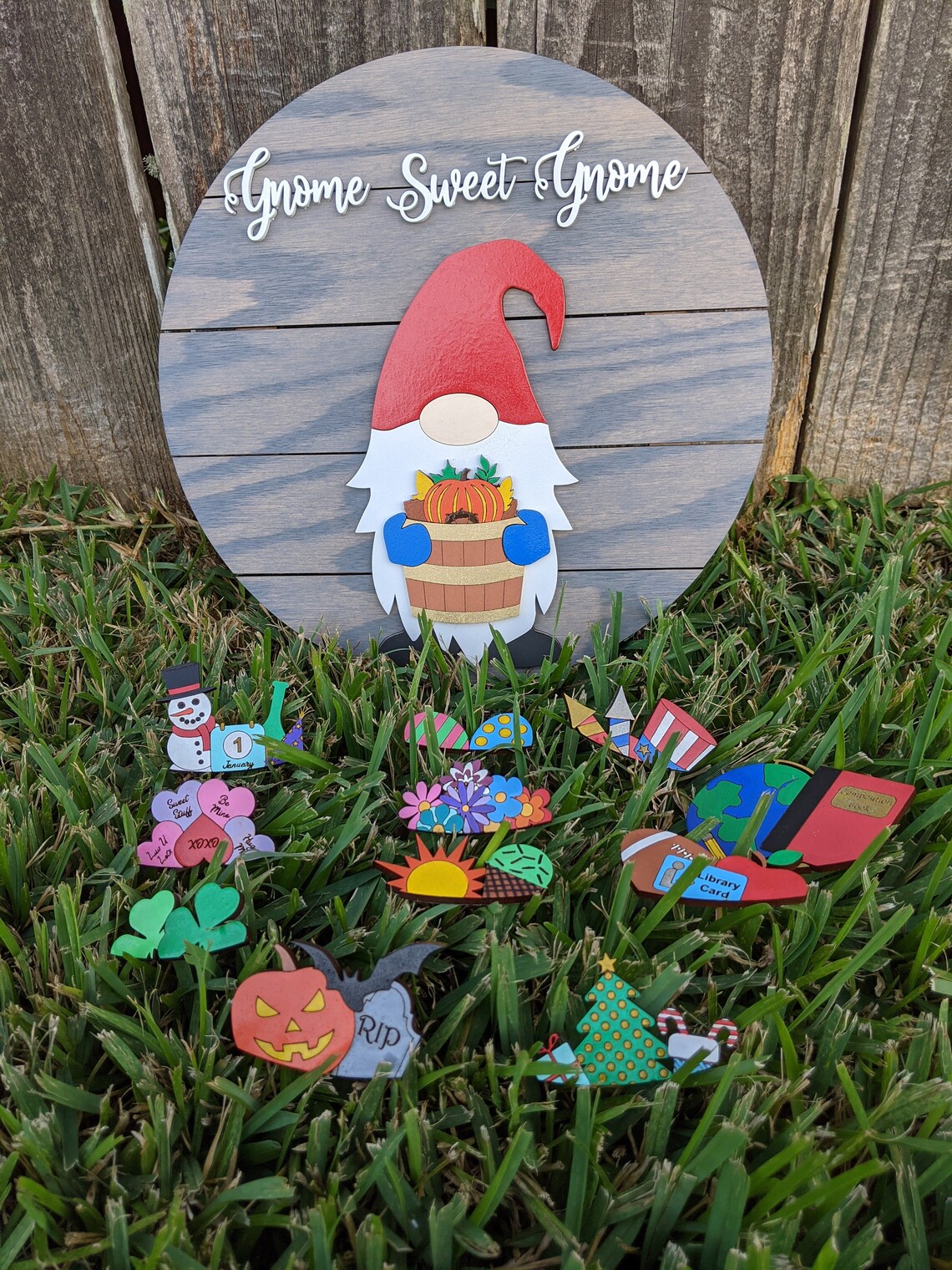 Gnome Sweet Gnome Sign - Interchangeable Monthly SVG Laser Cut File - Etsy