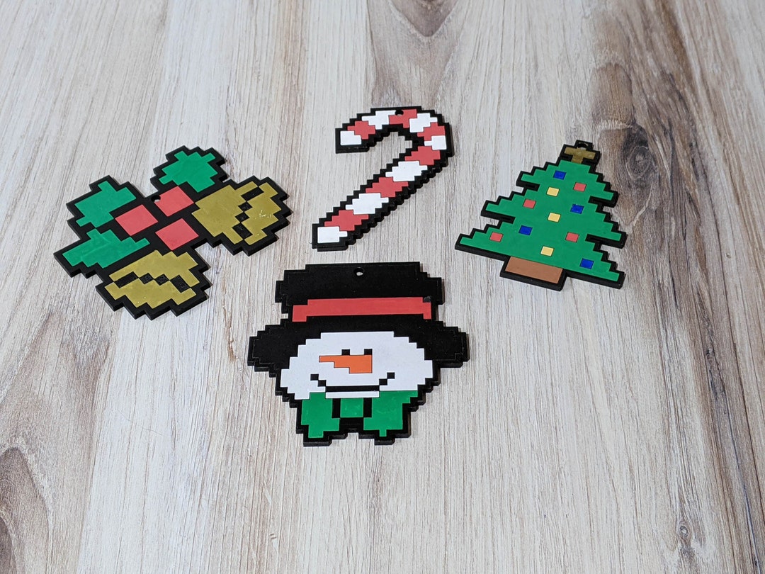 8 Bit Themed Pixel Ornaments - SVG Laser Cut File - Etsy