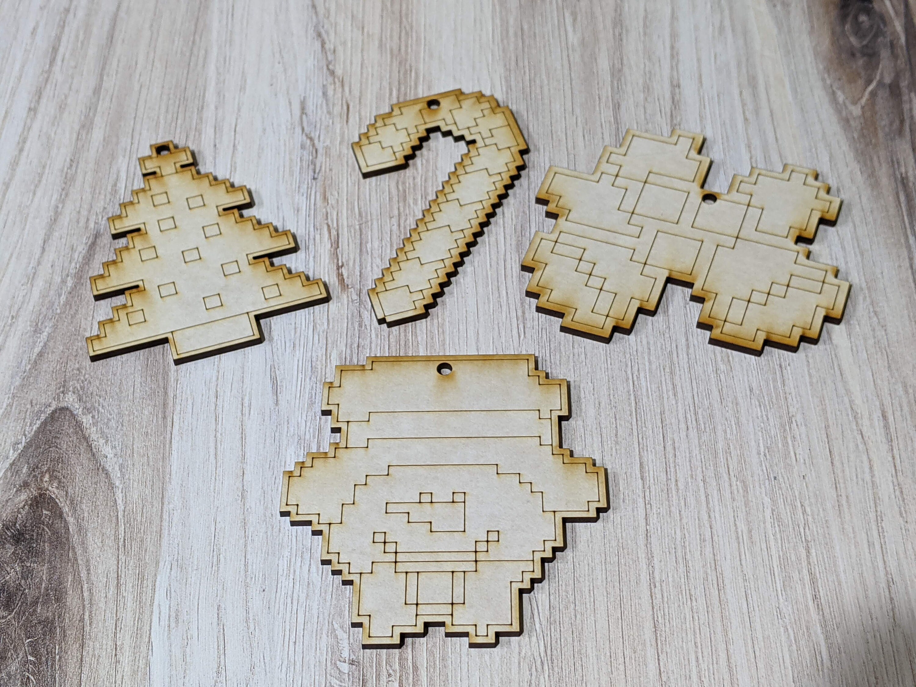 8 Bit Themed Pixel Ornaments - SVG Laser Cut File - Etsy