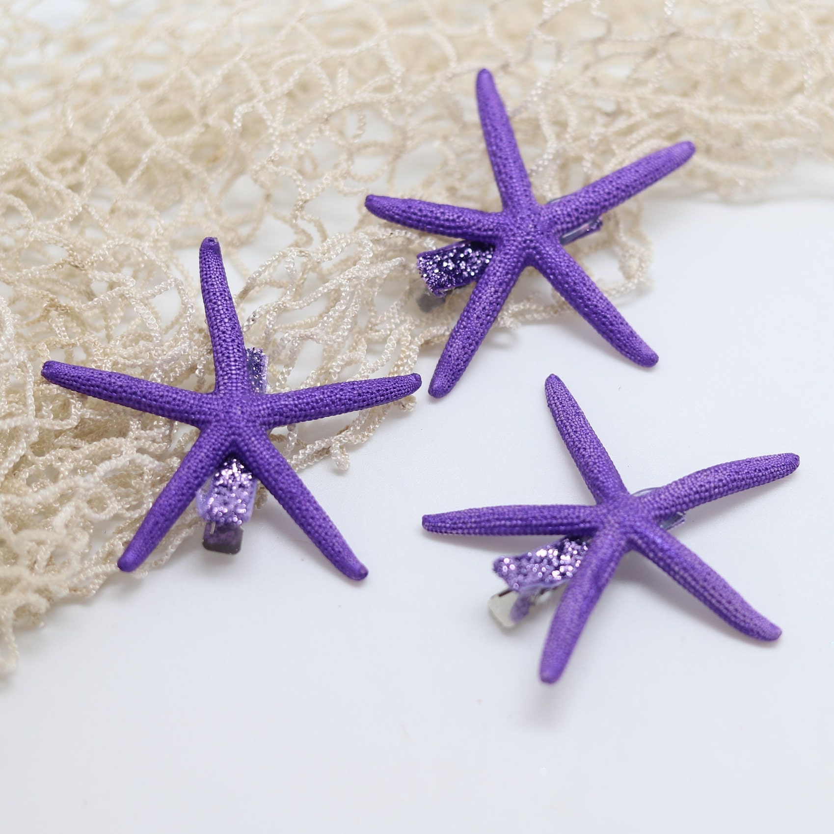 Purple Starfish Hair Clip for Mermaid Costume, Mermaid Accessories ...