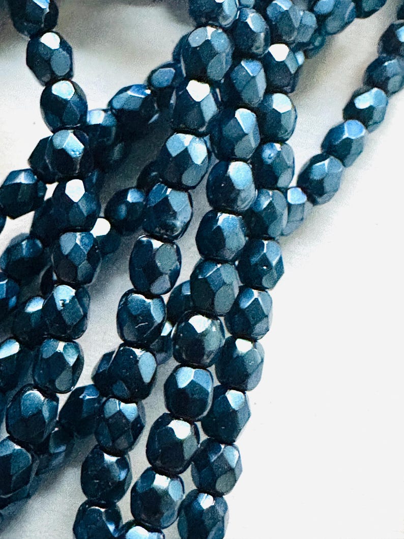 3mm Czech Fire Polish Blue and Green Beads - Round Faceted (50 Beads ...