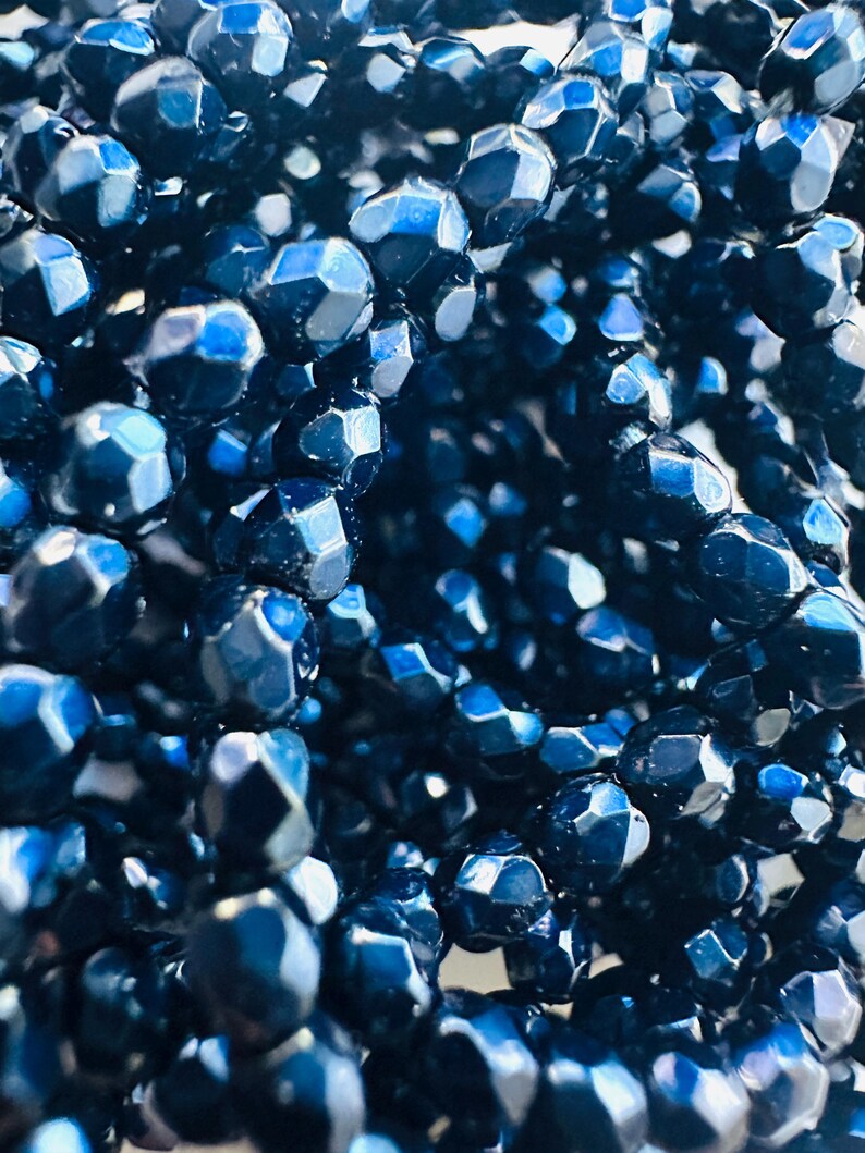 3mm Czech Fire Polish Blue and Green Beads - Round Faceted (50 Beads ...