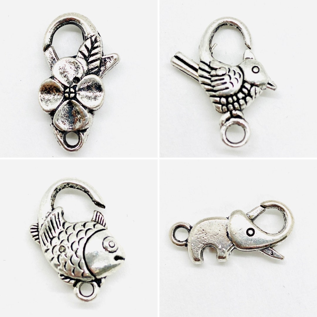 Antique Silver Lobster Clasps - Choose From Clover Flower, Elephant ...