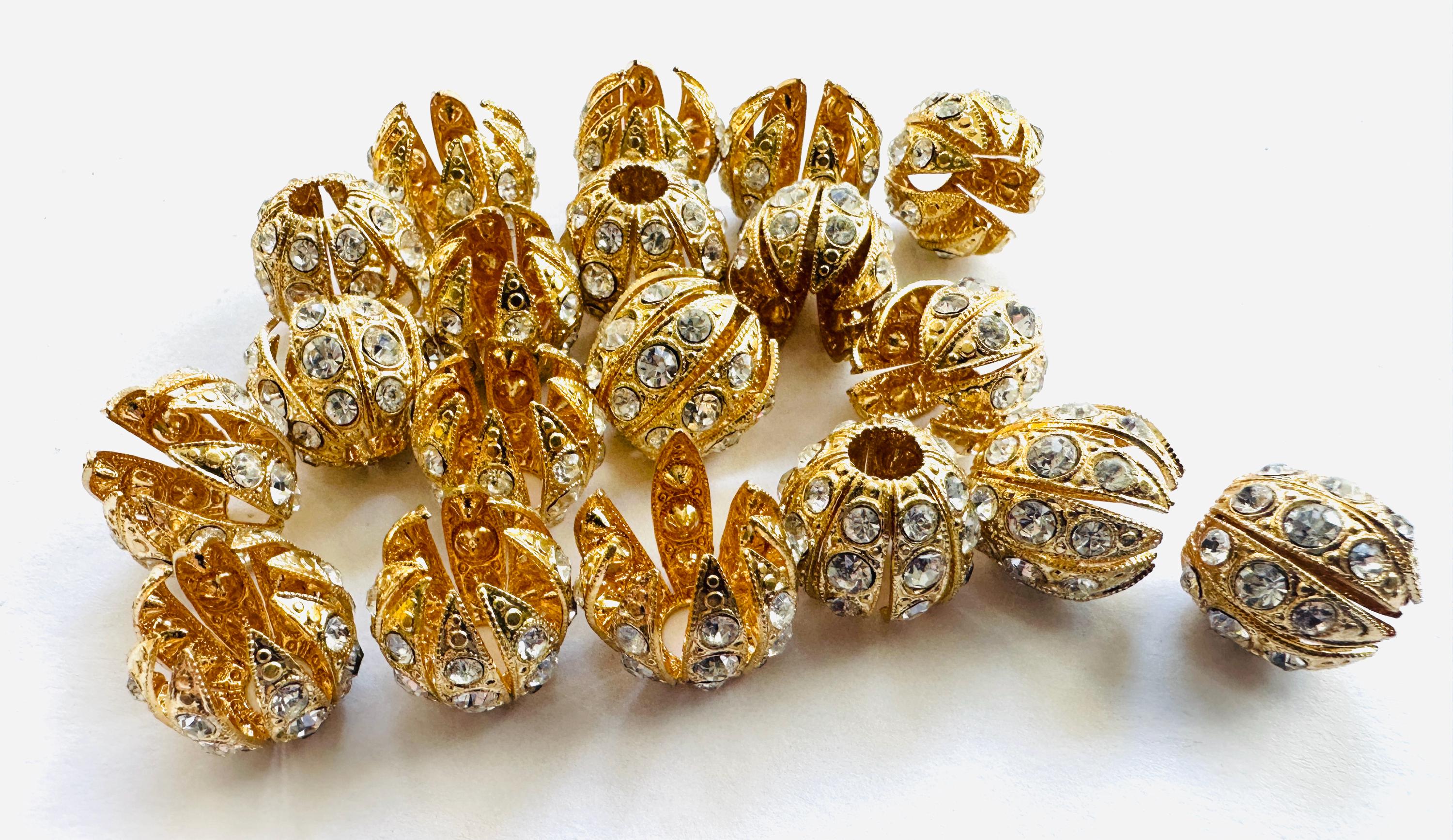 Large Rhinestone Adjustable Bead Caps- DIY Jewelry Making, Kumihimo ...