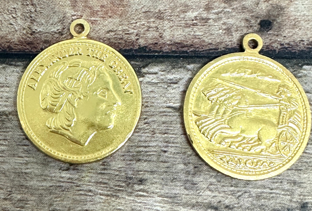 RARE Miriam Haskell Gold Plated 24mm Roman Coin Pendant - Etsy