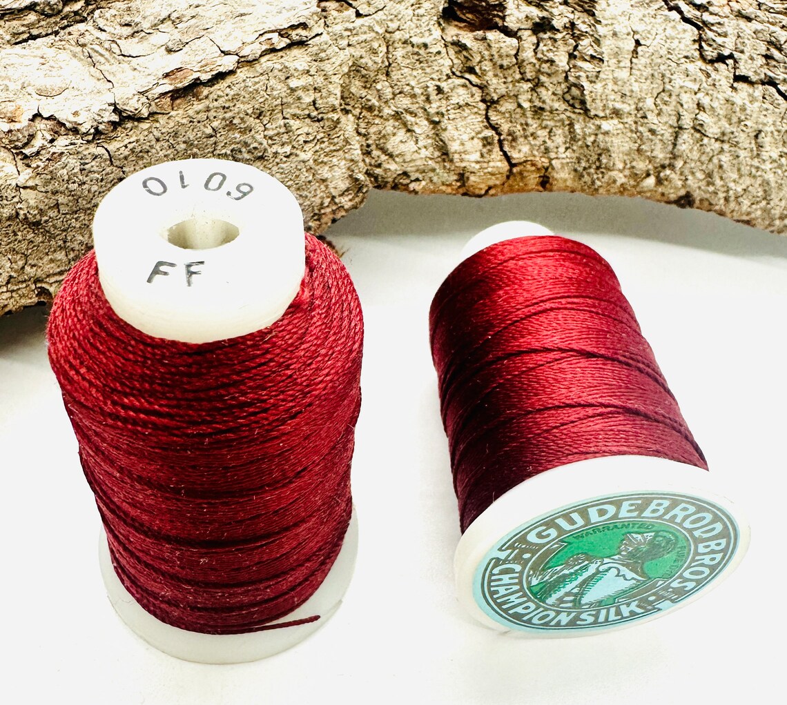 Vintage Gudebrod Bros Champion Silk Thread Color 6010 Size E Burgundy ...