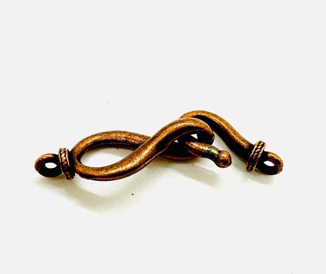 Copper Hook and Eye Infinity Clasp (loops on Both Ends for Attachment ...