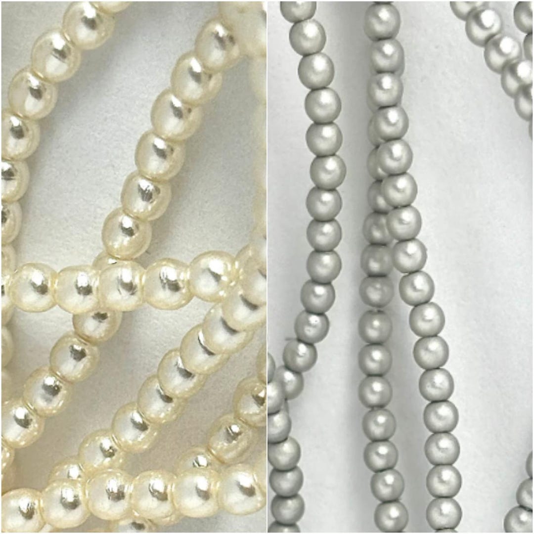 High Quality Czech Glass 2mm Pearls 150 Pearls Cool Grey or White - Etsy