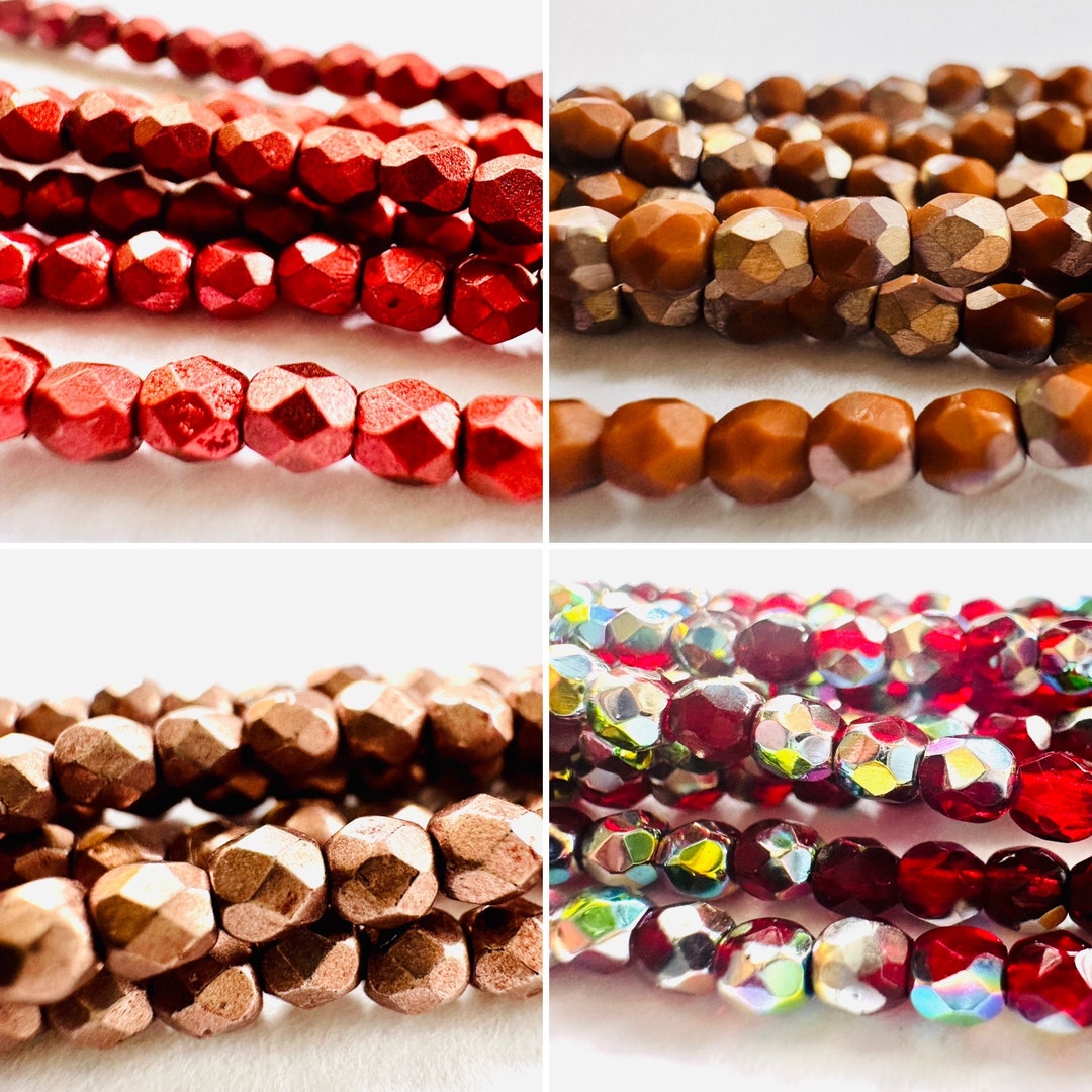 3mm Czech Fire Polish Beads - Round Faceted (50 Beads) - Choose From ...