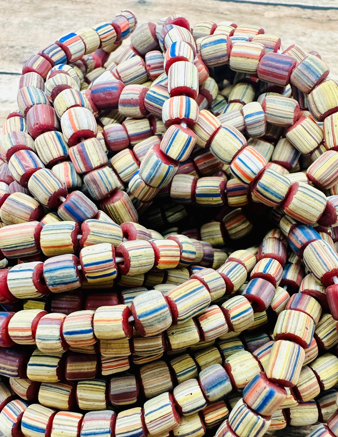 Venetian Style Handcrafted Java 4-6mm Tube Bead 24 Strand Sedona Mix ...