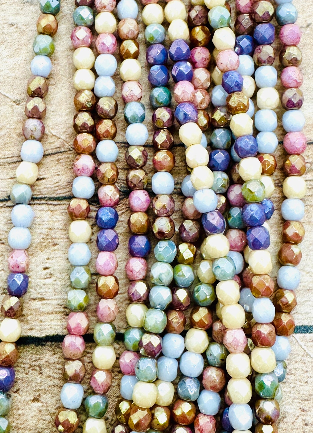 5 Color Opaque Luster Mix 3mm Czech Glass Fire Polish Strand - Round ...