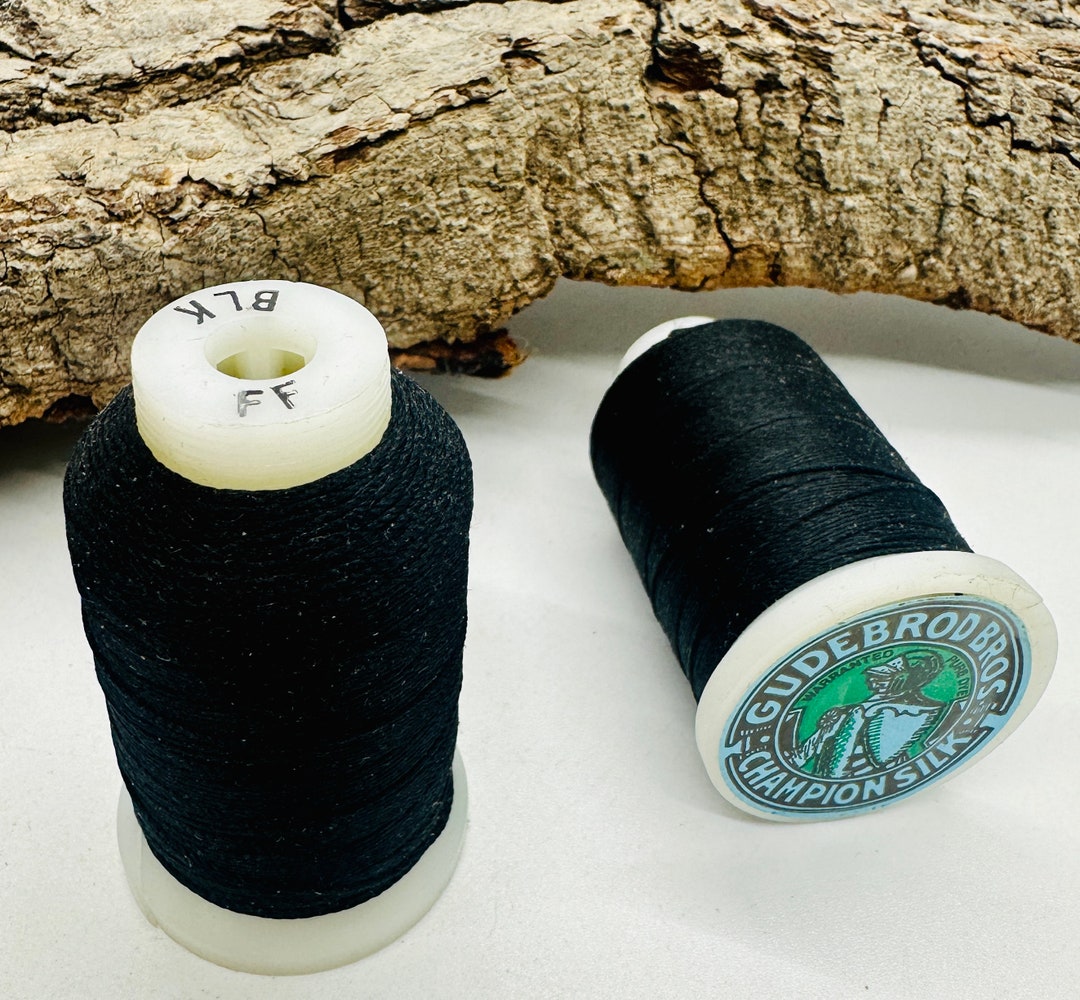 Vintage Gudebrod Bros Champion Silk Thread - Size FF Black (approx. 115 ...