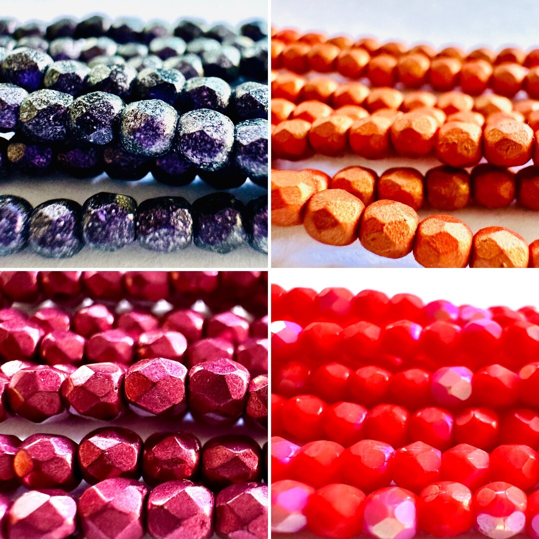 3mm Czech Fire Polish Beads Round Faceted (50 Beads) - Choose From FOUR ...