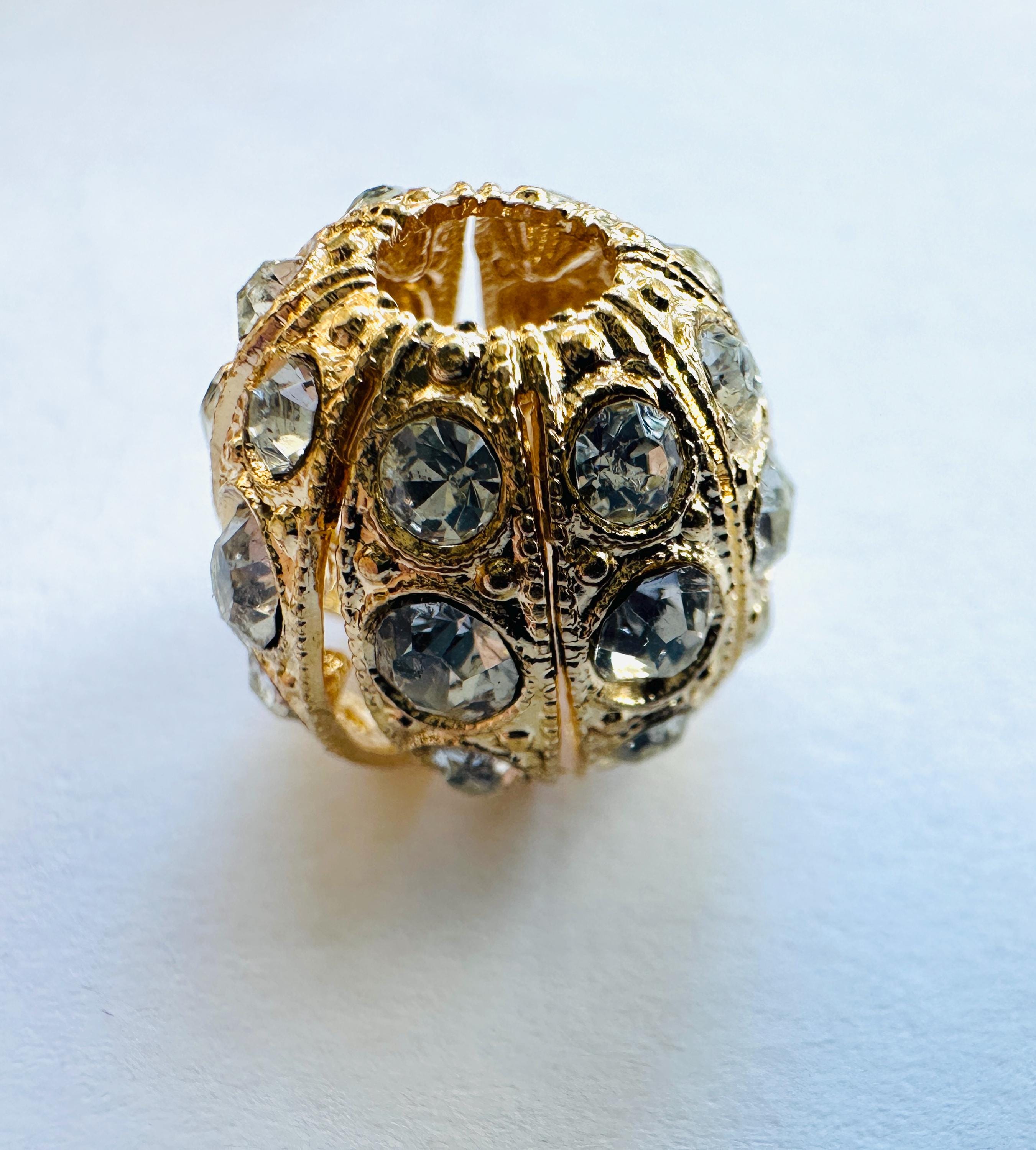 Large Rhinestone Adjustable Bead Caps- DIY Jewelry Making, Kumihimo ...