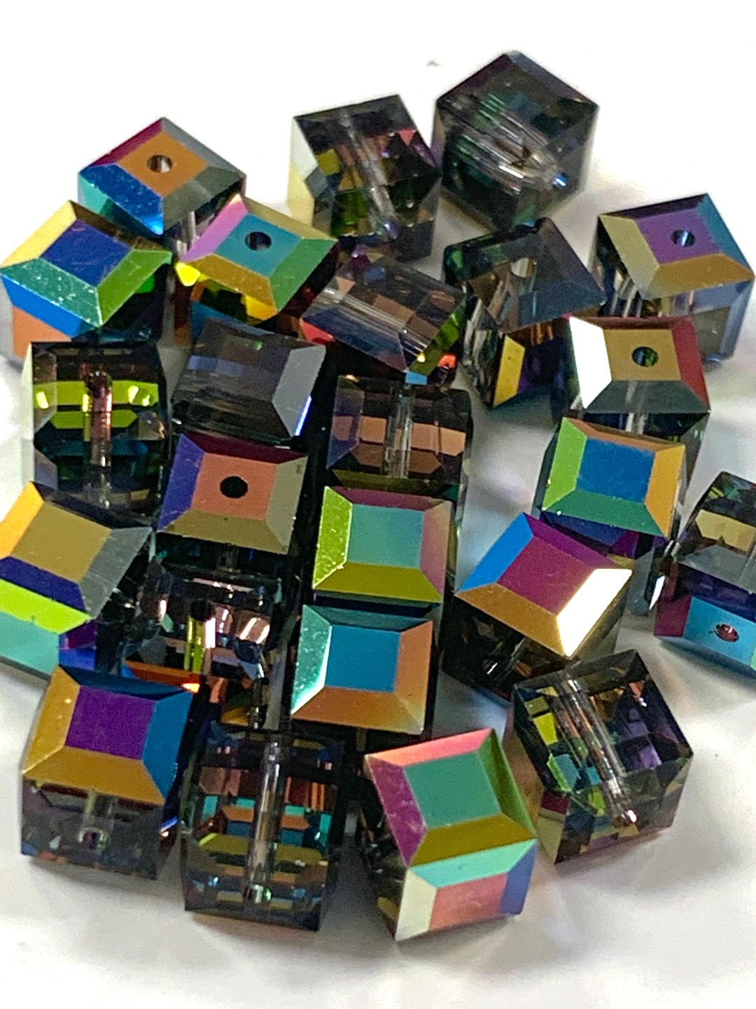 RARE 6mm Swarovski 5601 Cube/square Shaped Crystal Beads - Color ...