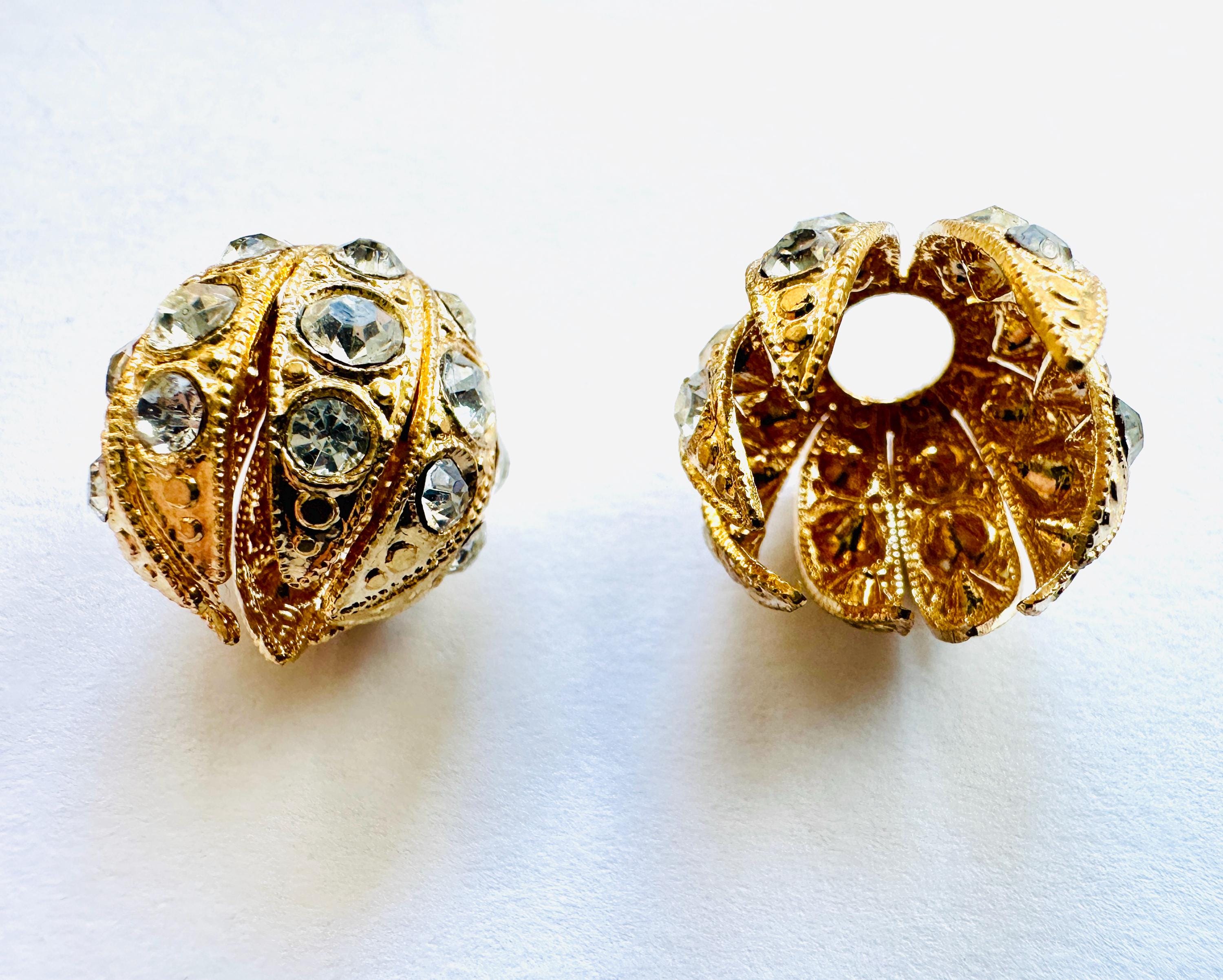 Large Rhinestone Adjustable Bead Caps- DIY Jewelry Making, Kumihimo ...
